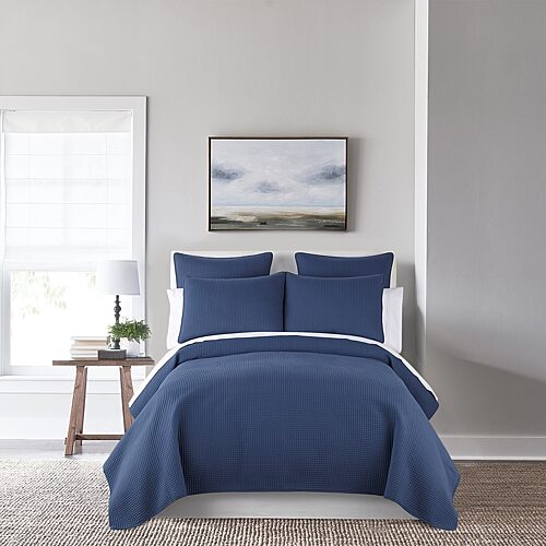 Click here for Home Expressions Geo Stitch Quilt  One Size  Blue prices