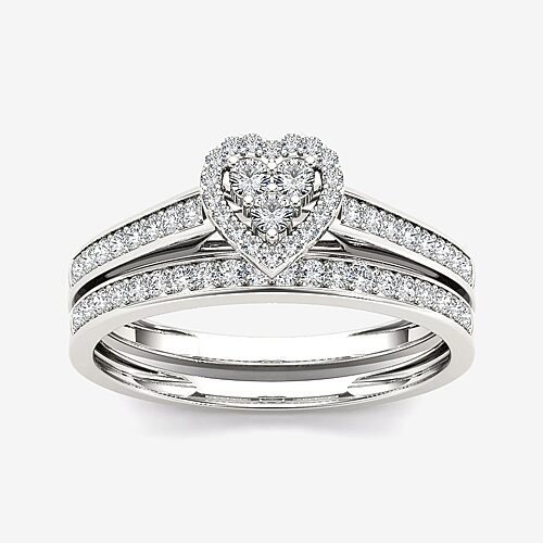 Click here for 1/2 CT.T.W. Natural Diamond 10K White Gold Heart-S... prices