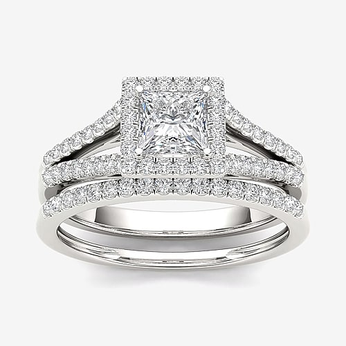 Click here for 1 CT.T.W. Natural Diamond 10K White Gold Bridal Ri... prices