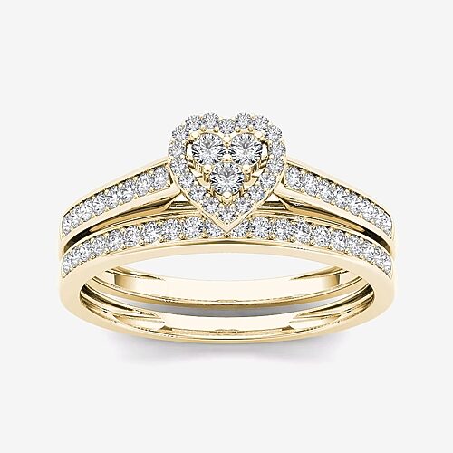 Click here for 1/2 CT.T.W. Natural Diamond 10K Yellow Gold Heart-... prices