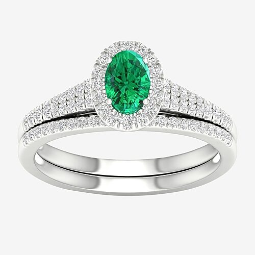Click here for Modern Bride Gemstone and 1/3 CT. T.W. Diamond Hal... prices