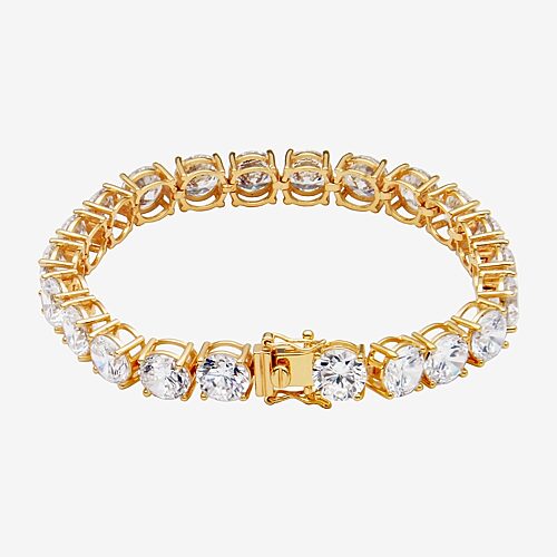 Click here for Cubic Zirconia 14K Gold Over Silver Round 7.5-7.75... prices