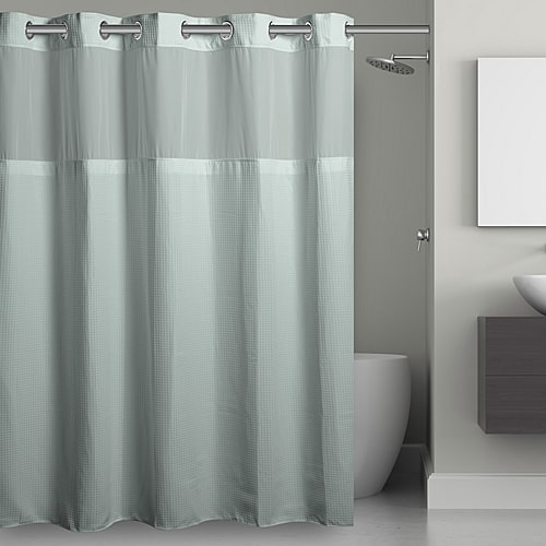 Click here for Hookless Waffle Shower Curtain  One Size  Blue prices