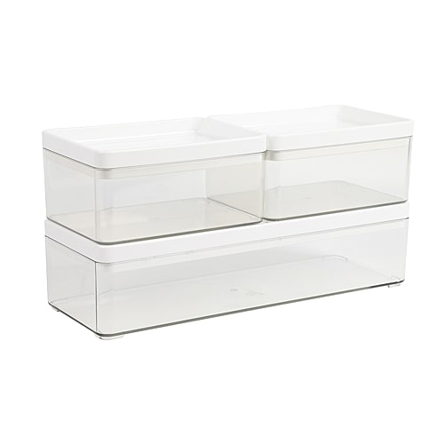 Click here for Martha Stewart 3 Pack Clear Bins With White PET Li... prices