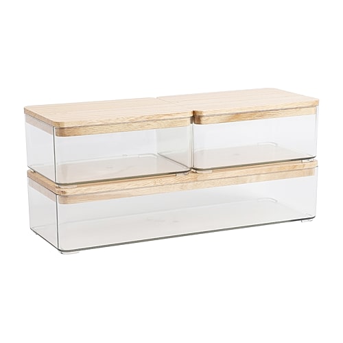 Click here for Martha Stewart 3 Pack Clear Bins With White MDF Li... prices