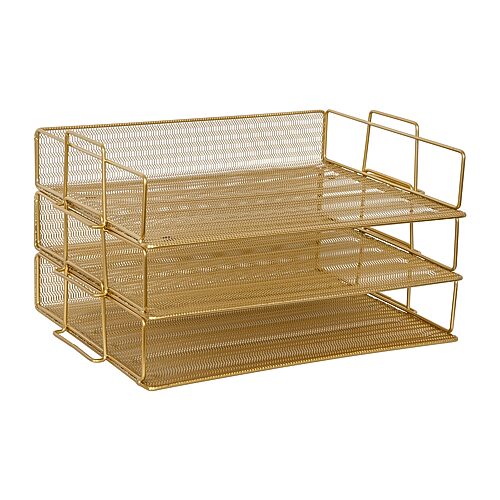 Click here for Martha Stewart Gold 3 Tier Desk Letter Tray  One S... prices