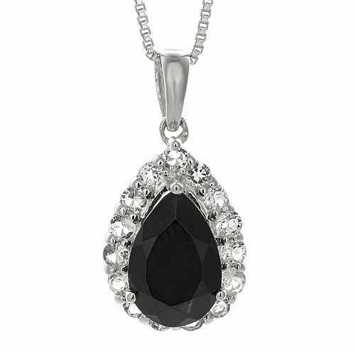 Click here for Pear-Shaped Genuine Black Onyx and White Topaz Pen... prices