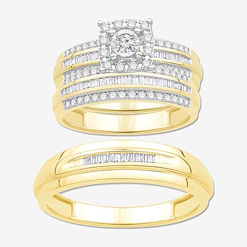 Click here for 3PC His and Hers Trio Wedding Set Featuring 3/4 CT... prices