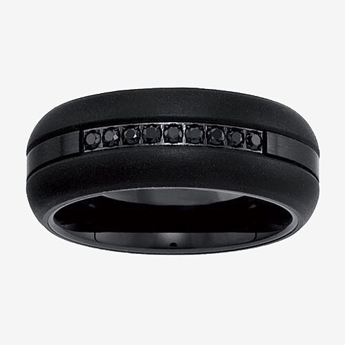 Click here for Mens 8MM 1/5 CT. Natural Black Diamond Tungsten We... prices