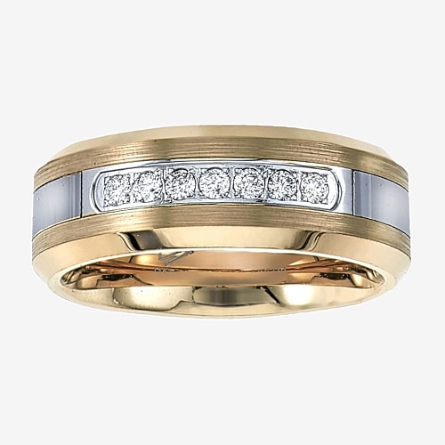 Click here for Mens 8MM 1/5 CT. Natural White Diamond Tungsten We... prices