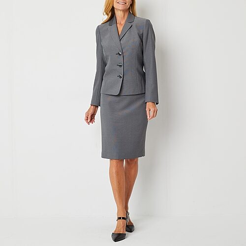 Click here for Le Suit 2-pc. Knee Length Skirt Suit  8  Gray prices