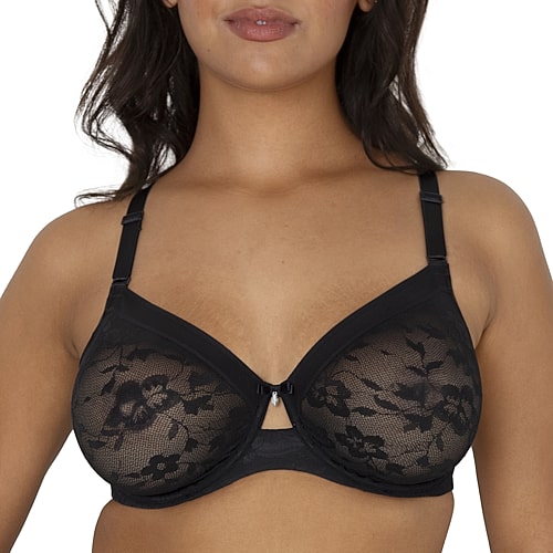 Click here for Curvy Couture No Show Lace Unlined Underwire Bra -... prices