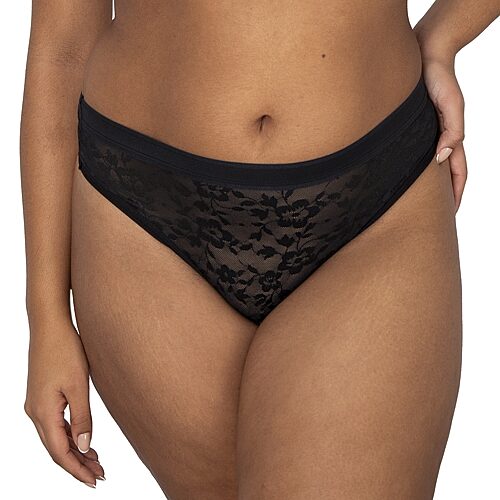 Click here for Curvy Couture No Show Lace High Cut Thong Panty -... prices