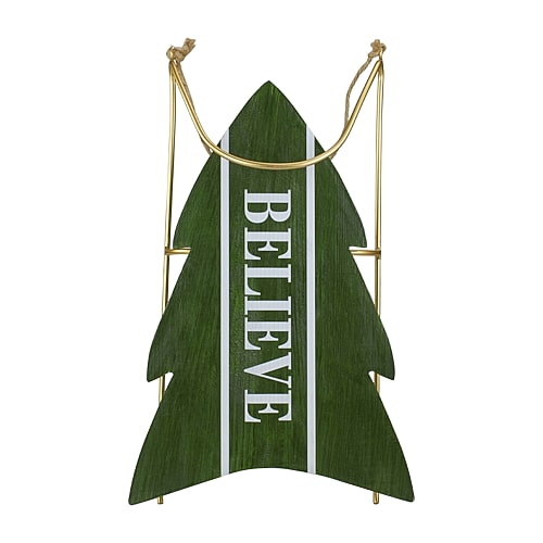 Click here for Northlight 18 Wooden Believe Snow Sled Christmas T... prices