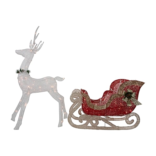 Click here for Northlight 51 Lighted Reindeer With Sleigh Christm... prices