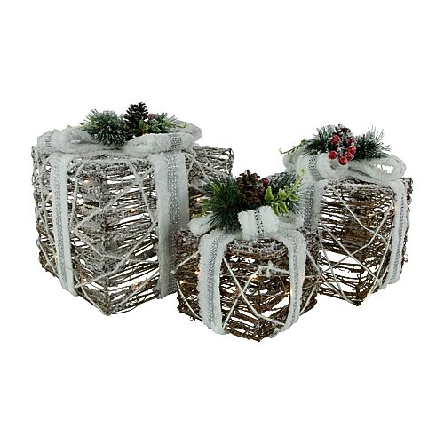 Click here for Northlight 10 Led Gift Boxes With Pine And Berries... prices