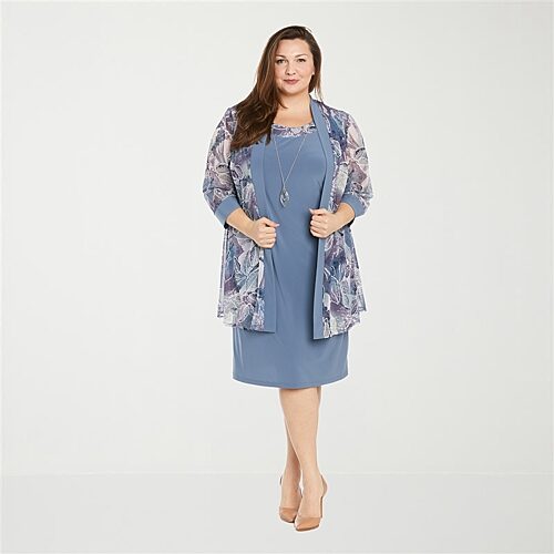 Click here for R & M Richards Womens Plus Leaf Jacket Dress With... prices