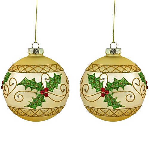 Click here for Northlight 4 Glittered Holly And Berries Glass Bal... prices