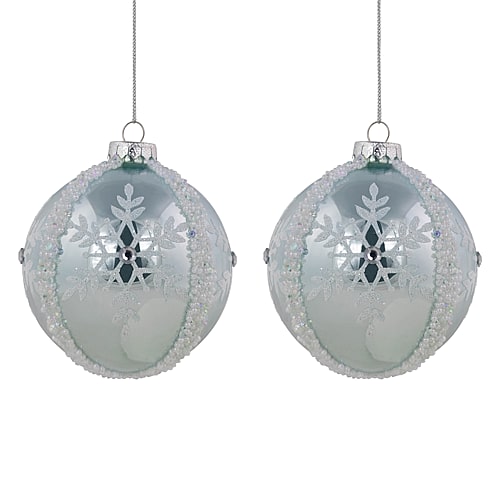 Click here for Northlight 4 Glitter Snowflakes Beaded Glass Ball... prices