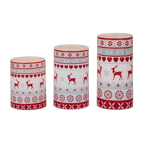 Northlight 6 Led Flameless Flickering Nordic Reindeer Wax Pillar Flameless Candle  One Size  White