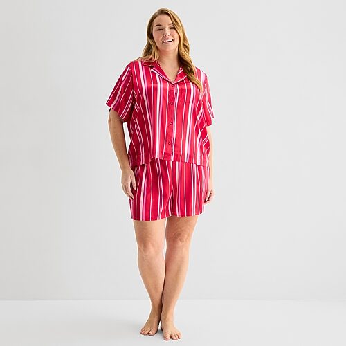 Click here for Ambrielle Womens Satin Short Sleeve 2-pc. Plus Paj... prices