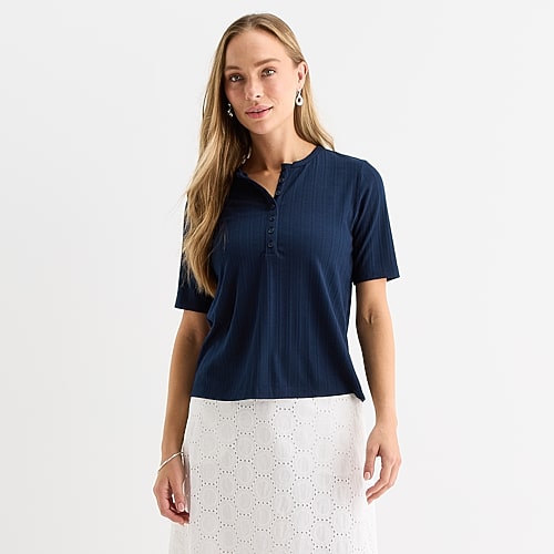 Click here for Liz Claiborne Womens Short Sleeve Regular Fit Henl... prices