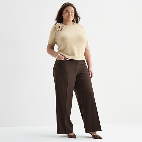 Click here for Liz Claiborne Audra Womens Plus Wide Leg Mid Rise... prices