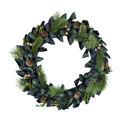 Click here for Northlight 18 Plaid Bow Artificial Pine Wreath  On... prices