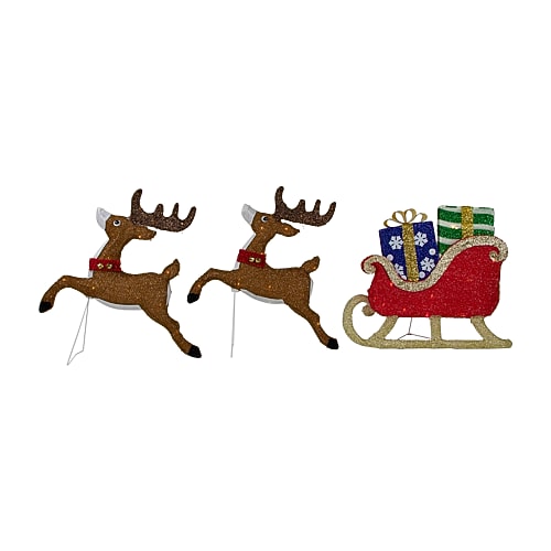 Click here for Northlight 59 Lighted Reindeer With Sleigh Christm... prices