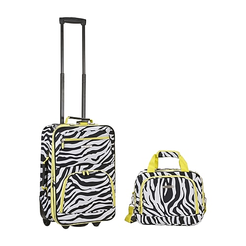 Rockland 2-Pc. Pattern Softside Luggage Set - Zebra with Yellow Trim