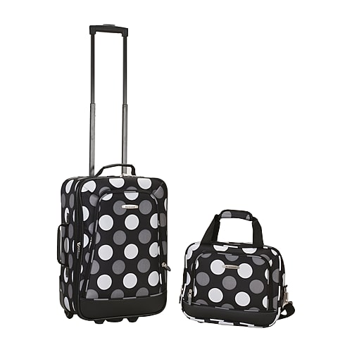 Rockland 2-Pc. Pattern Softside Luggage Set - White  Grey Dots on Black