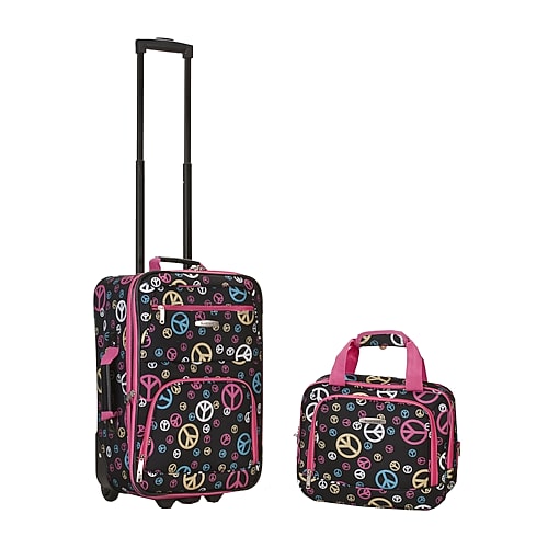 Rockland 2-Pc. Pattern Softside Luggage Set - Peace Signs