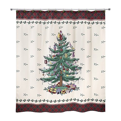 Click here for Spode Christmas Tree Tartan Shower Curtain  One Si... prices