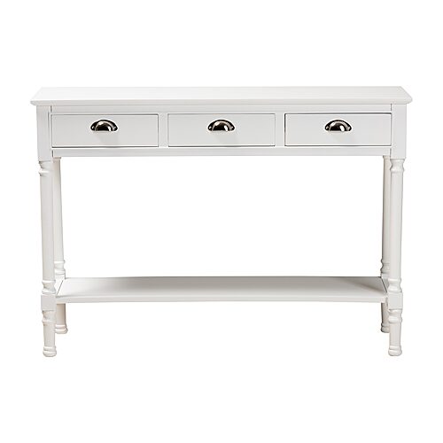 Baxton Studio Garvey French Provincial Finished Wood 3-Drawer Entryway Console Table - White