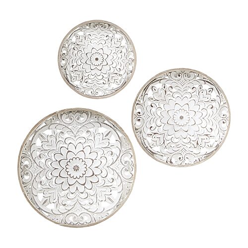 Click here for Madison Park Medallion White Floral Carved Wood 3-... prices