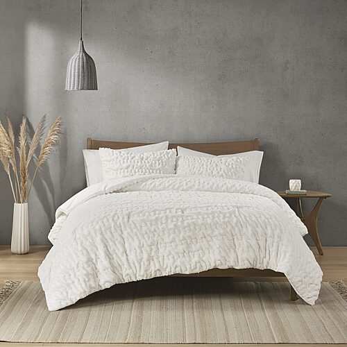 Click here for Madison Park Blair Ruched 3-Pc. Faux Fur Comforter... prices
