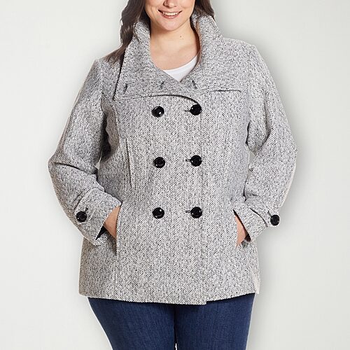 Click here for Gallery Womens Heavyweight Plus Peacoat  2x  Black prices