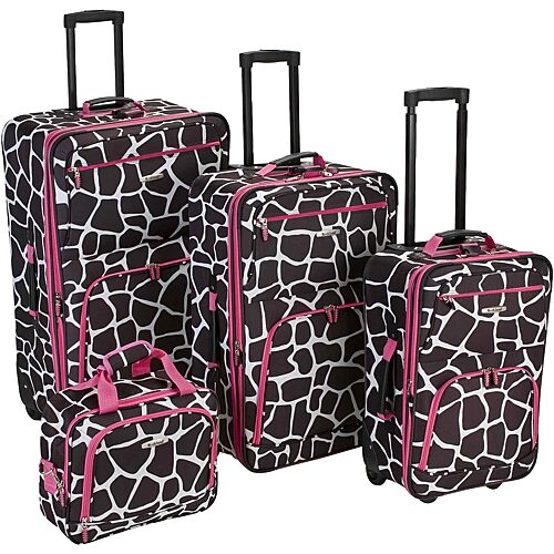 Rockland 4-Pc. Softside Luggage Set - Giraffe with Pink Trim
