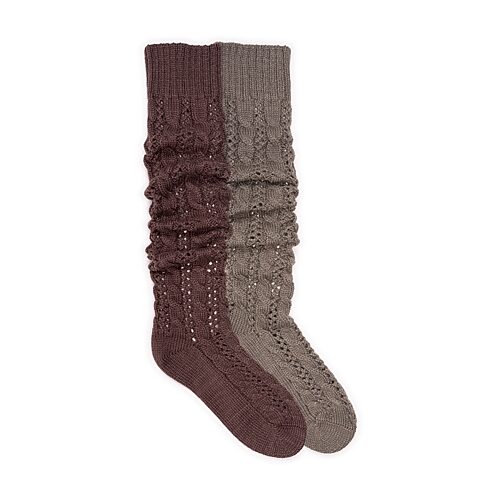 Click here for Muk Luks Womens Slouch Knit Cable 2 Pair Pack - Pu... prices