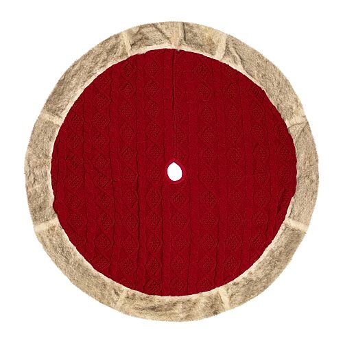 Click here for Northlight Cable Knit Faux Fur Indoor Tree Skirt... prices