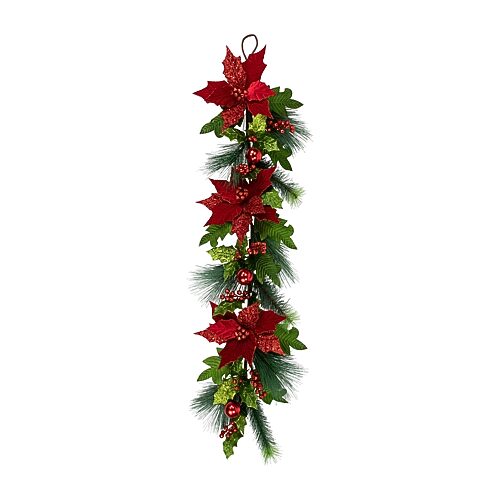 Click here for Northlight Poinsettia And Long Pine Unlit Swag  On... prices