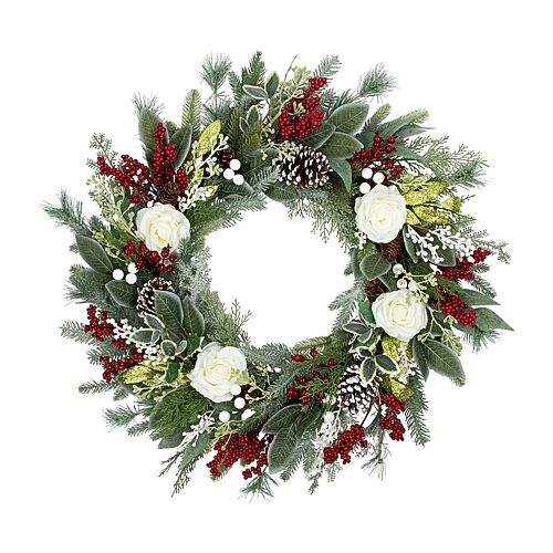 Click here for Northlight 30in Floral Unlit Wreath  One Size  Gre... prices