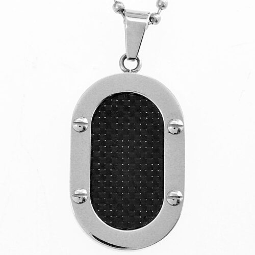 Click here for Men’s Black Carbon Fiber Dog Tag Stainless Steel... prices