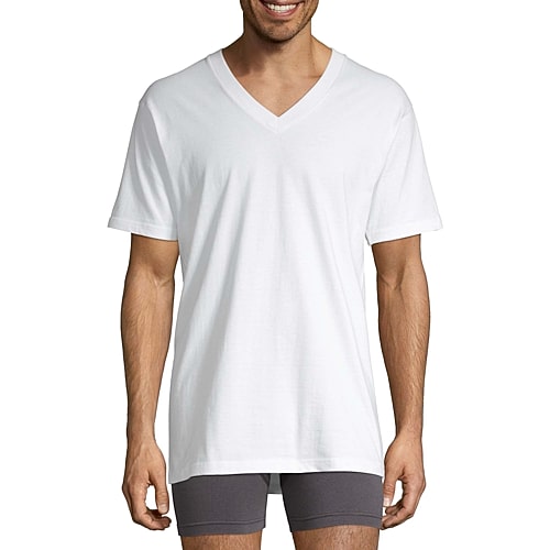 Click here for Stafford Heavyweight Mens 4 Pack Short Sleeve V Ne... prices