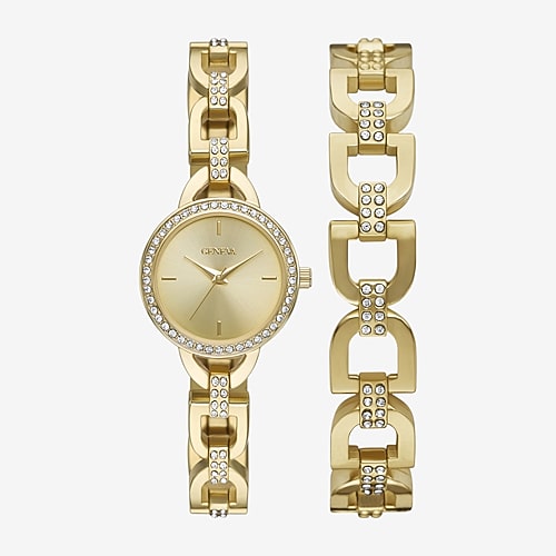 Click here for Geneva Womens Crystal Accent Gold Tone Bracelet Wa... prices