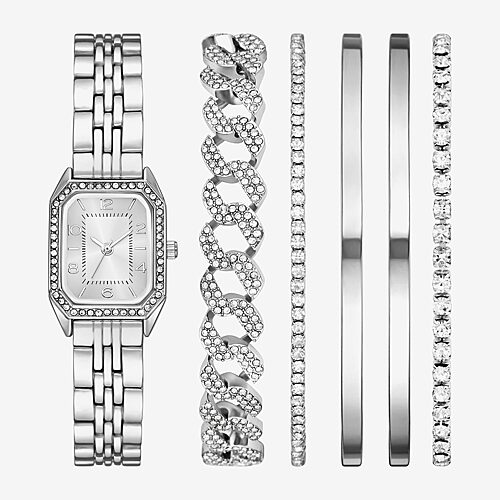 Click here for Womens Crystal Accent Silver Tone 6-pc. Watch Boxe... prices