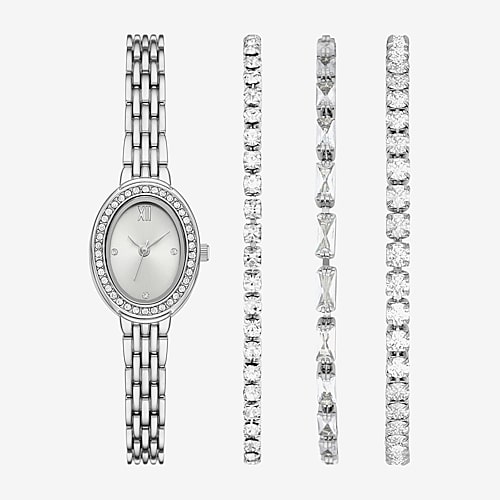Click here for Womens Crystal Accent Silver Tone 4-pc. Watch Boxe... prices