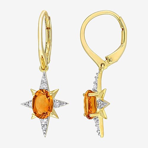 Click here for Womens Genuine Yellow Citrine 18K Gold Over Silver... prices