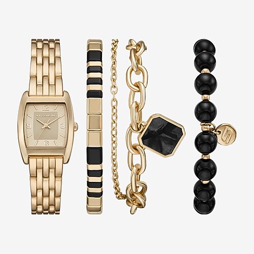 Skechers Womens Gold Tone 4-pc. Watch Boxed Set Sr9134  One Size  Yellow
