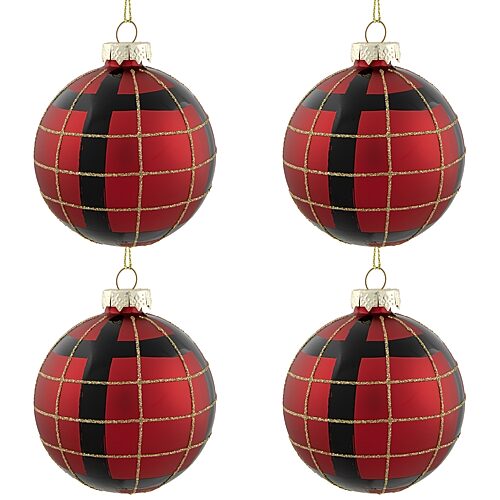 Click here for Northlight Plaid Glass Ball 4-pc. Christmas Orname... prices